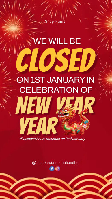 New Year Closing Noticed Template | PosterMyWall