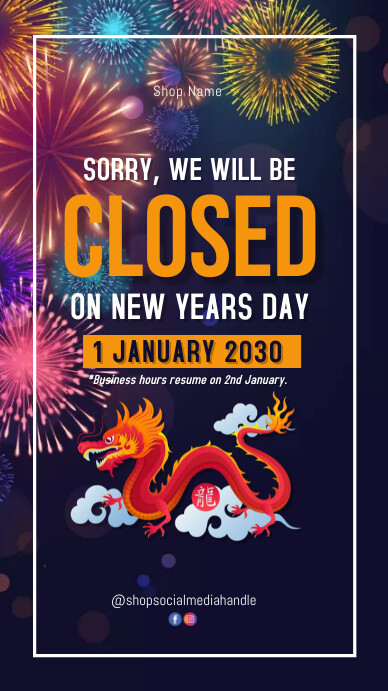 New Year Closing Noticed Template | PosterMyWall