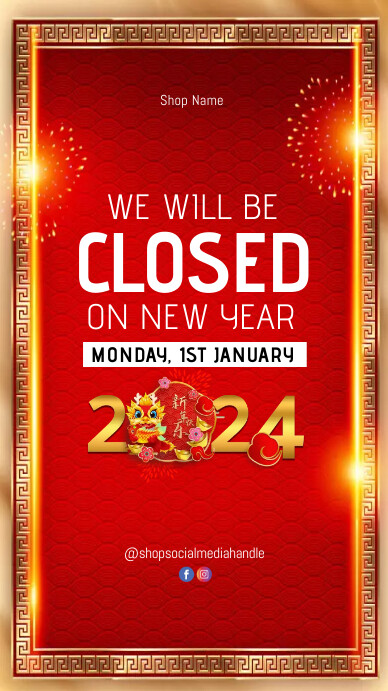 New Year Closing Noticed Template | PosterMyWall
