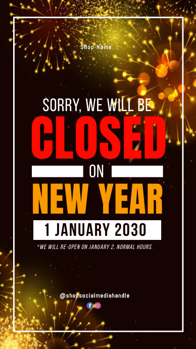 New Year Closing Noticed Template | PosterMyWall