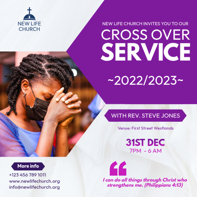 Plantilla de De Servicio de La Iglesia Cruzado de año Nuevo | PosterMyWall