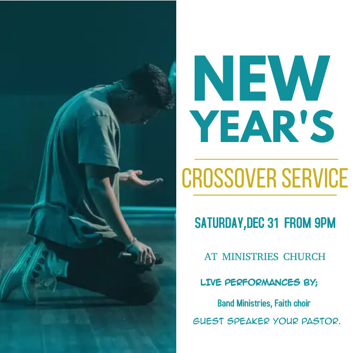 New Year Crossover church instagram poster Template | PosterMyWall