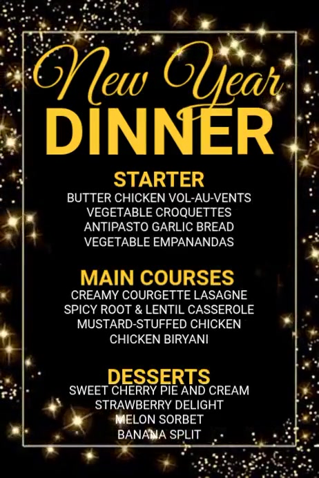Copy of New Year Dinner Menu | PosterMyWall
