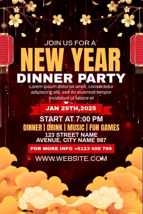 New Year Dinner Party Template | PosterMyWall