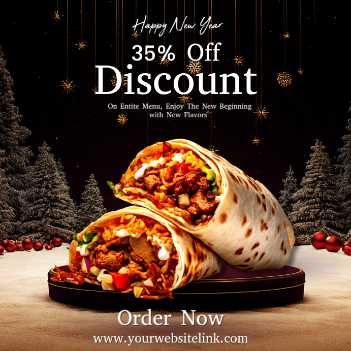 New Year Discount Deals On Entire Menu Instagram Post Template ...