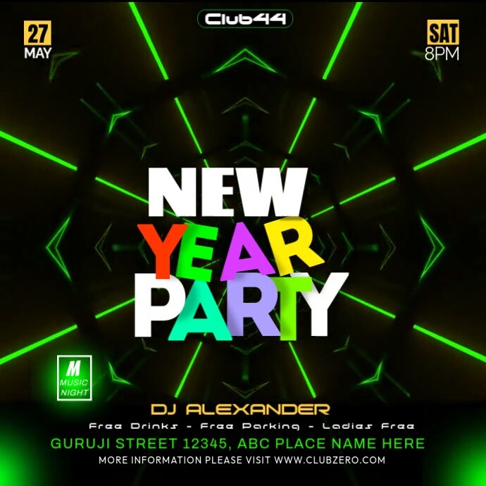 new year dj night party Template | PosterMyWall