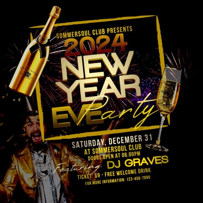 New Year Eve 2024 Party Instagram Post Template | PosterMyWall