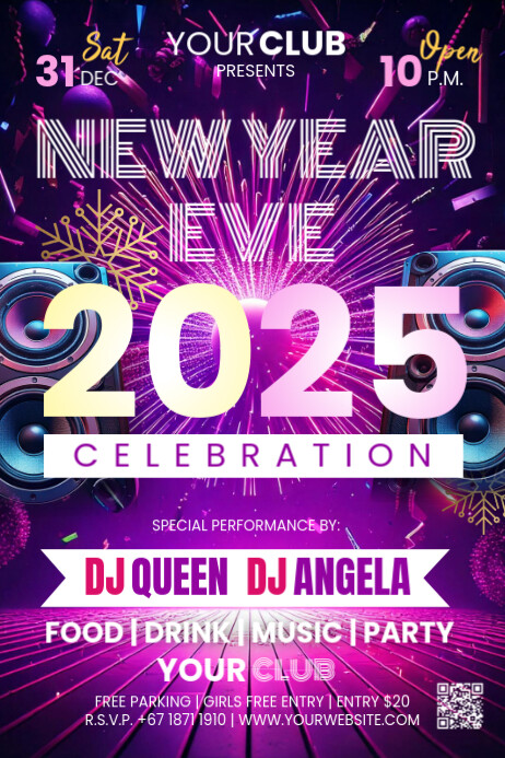 New Year Eve 2025 Event Party Flyer Template | PosterMyWall
