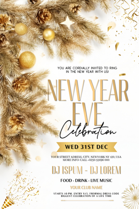 New Year Eve Celebration Poster Template. | PosterMyWall