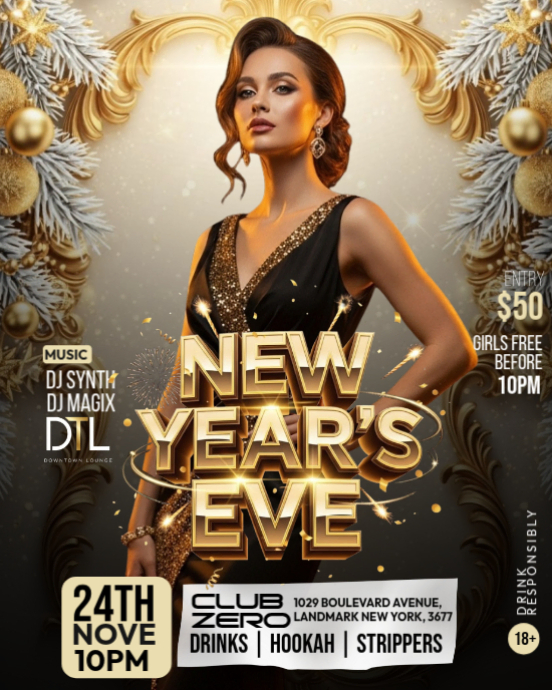New Year Eve Club Night Template | PosterMyWall
