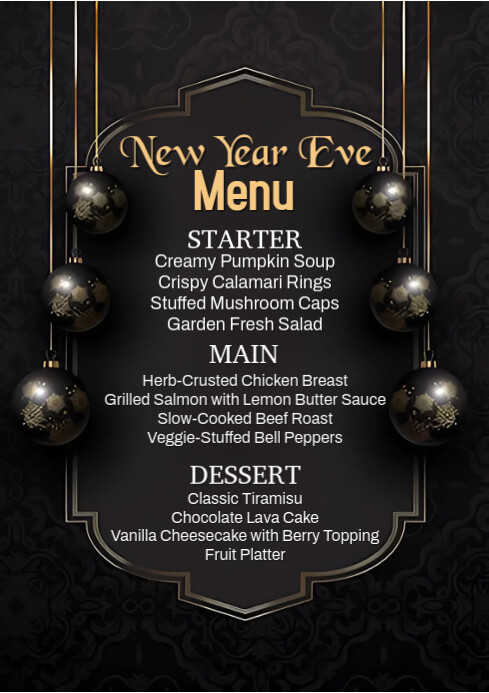 New Year Eve Menu Template | PosterMyWall