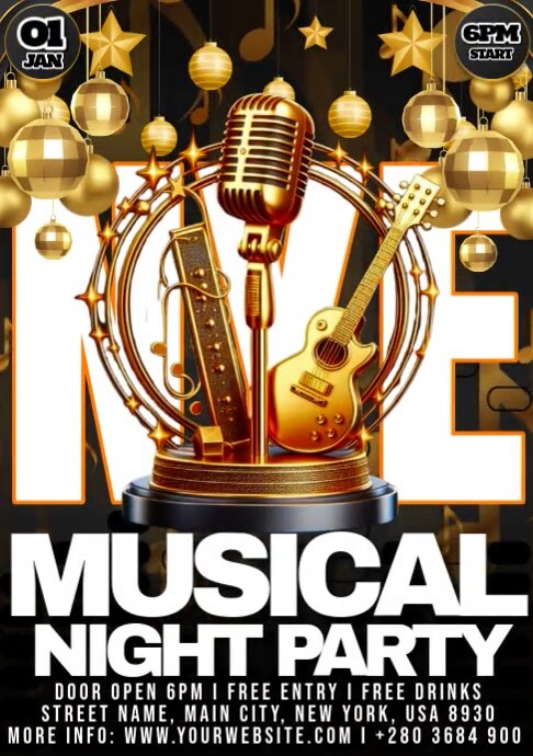 New Year Eve Musical Night party Template | PosterMyWall