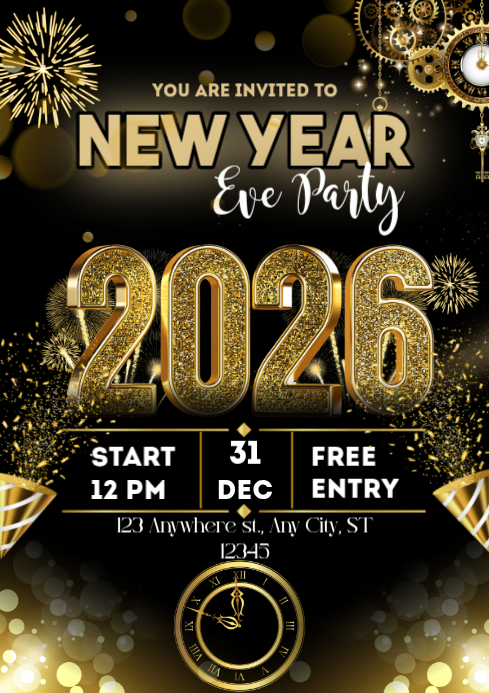 New Year Eve Party Template | PosterMyWall