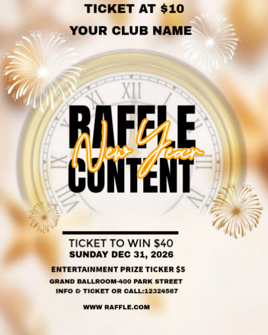 New Year Eve Raffle Content Template | PosterMyWall
