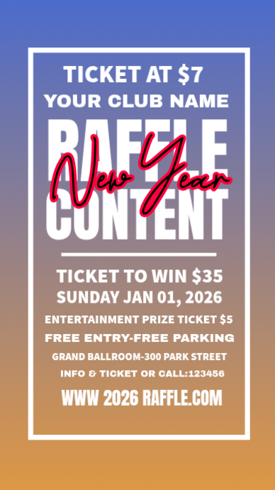 New Year Eve Raffle Content Template | PosterMyWall