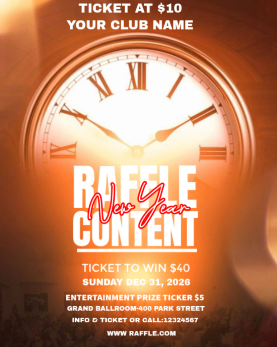 New Year Eve Raffle Content Template | PosterMyWall