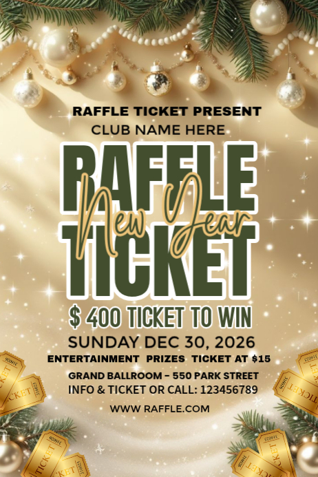New Year Eve Raffle Ticket Template | PosterMyWall