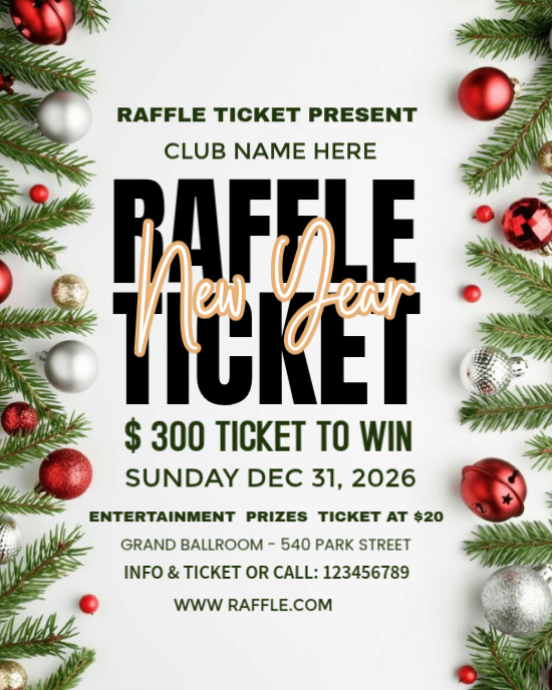 Plantilla de New Year Eve Raffle Ticket | PosterMyWall