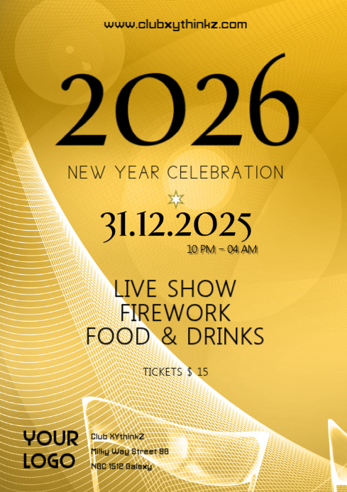 New Year Event Concert Celebration Gold Music Template | PosterMyWall