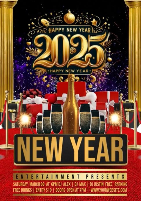 Modèle Feux D'artifice Du Nouvel An | PosterMyWall