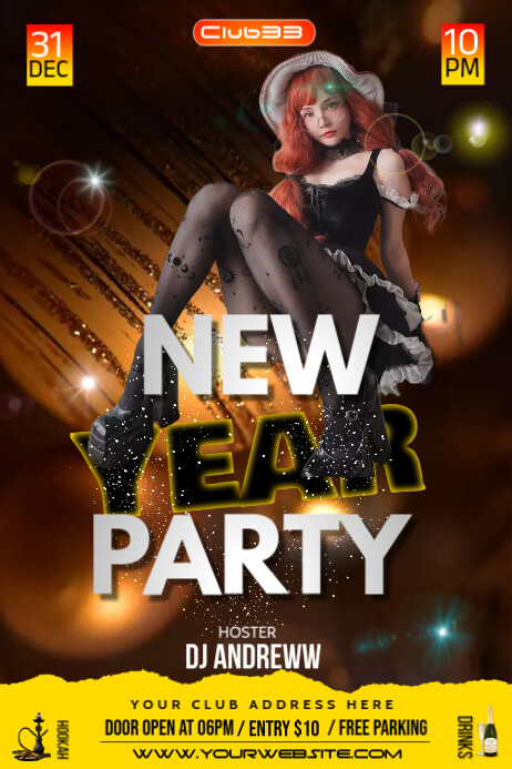 new year fireworks party Template | PosterMyWall