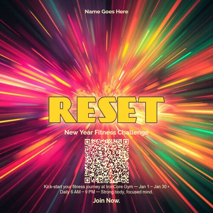 Plantilla de New Year Fitness Challenge Instagram Square Design with ...