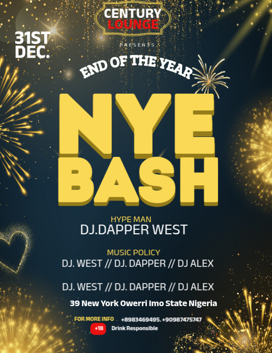 New year flyer New year bash flyer Template | PosterMyWall