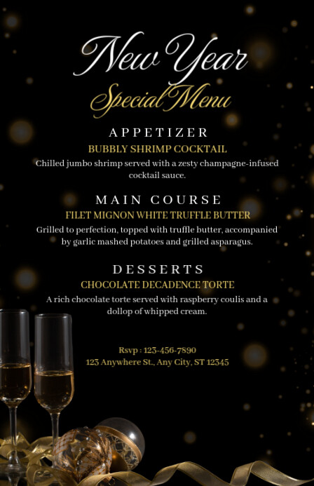Copy of New Year Food Menu Card Design Template | PosterMyWall