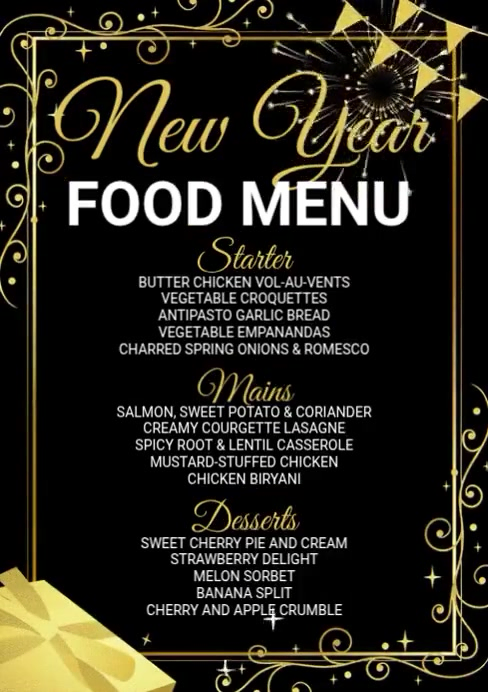 Plantilla de New Year Food Menu | PosterMyWall