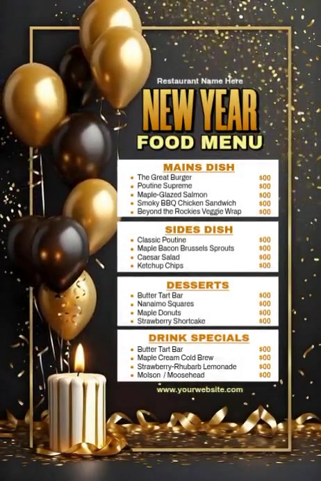 Plantilla de New Year Food Menu | PosterMyWall