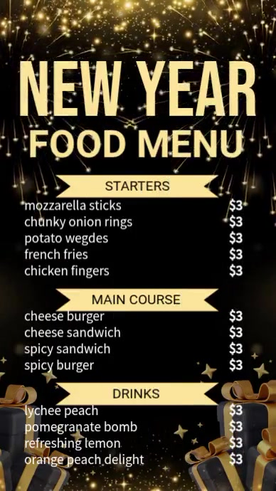 New Year Food Menu Template | PosterMyWall