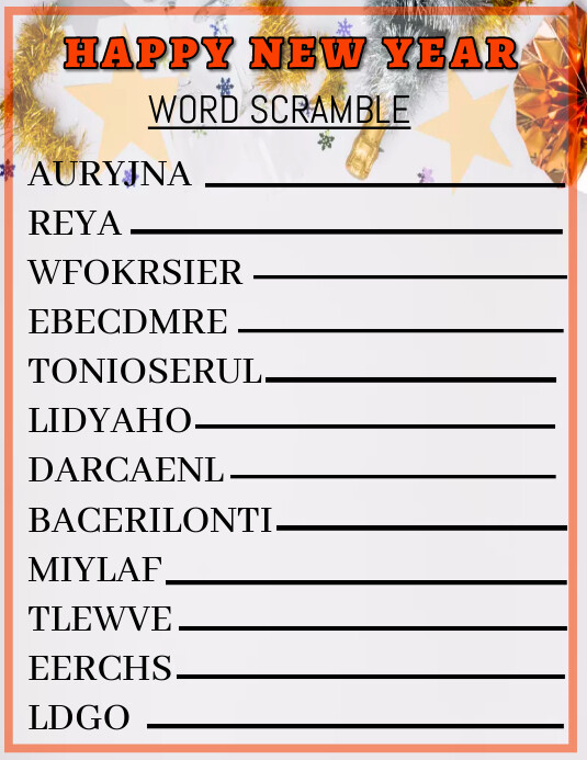 Copy of New year game word scramble design flyer | PosterMyWall