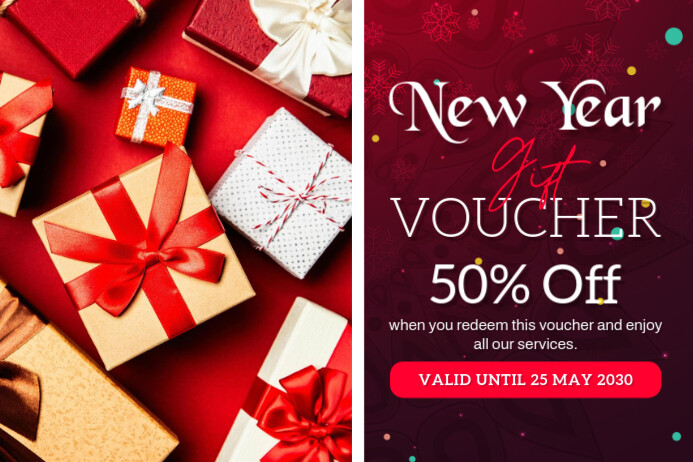New Year Gift Voucher Template | PosterMyWall
