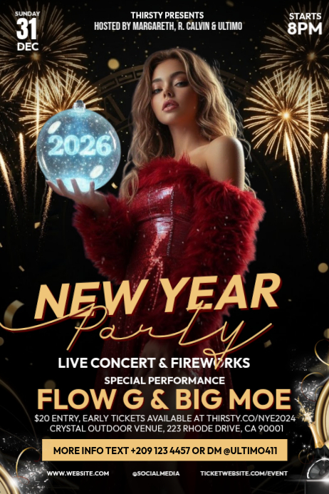 New Year Glam Night Template | PosterMyWall