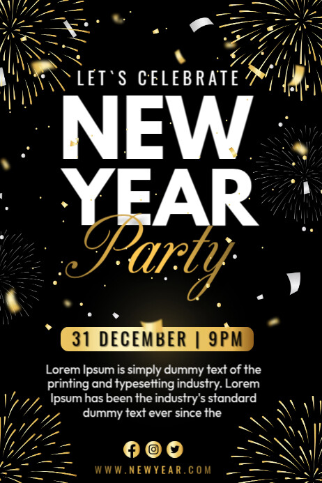 New Year Gold Theme Template | PosterMyWall