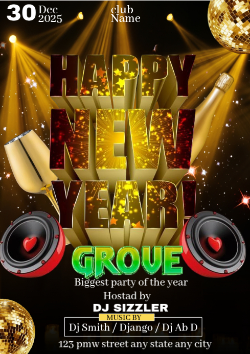 NEW year groove party flyer Template | PosterMyWall