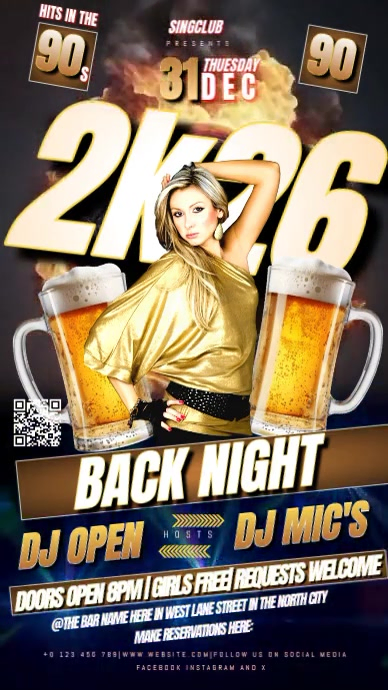 New Year Happy Hour Party Event ad Template | PosterMyWall