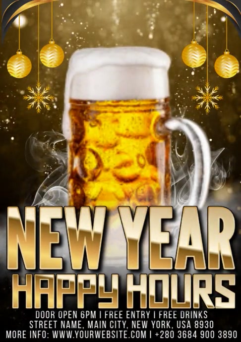 New year Happy hours Template | PosterMyWall