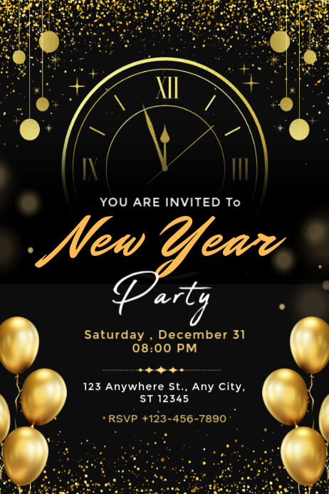 New year invitation card Template | PosterMyWall