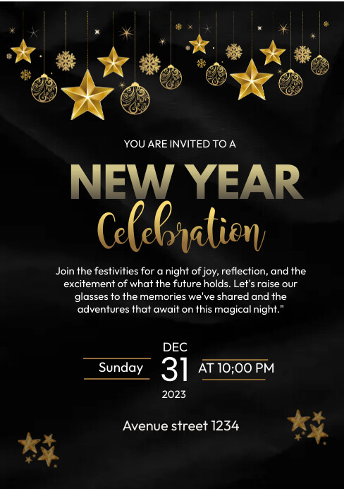 new year invitation card Template | PosterMyWall