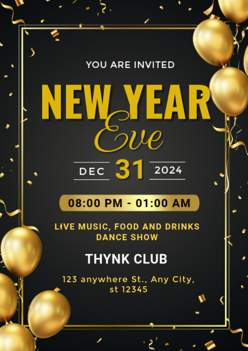 New year invitation card Template | PosterMyWall