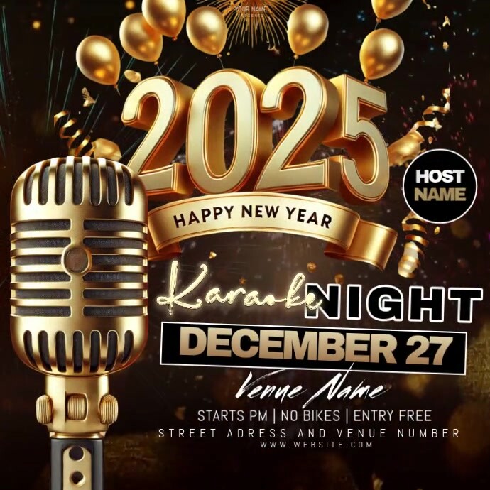 new year karaoke night event party template | PosterMyWall