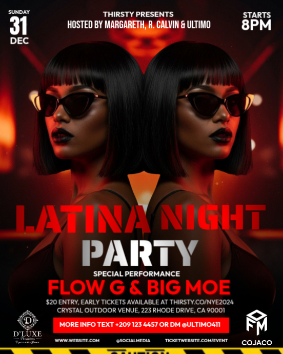 New Year Latina Night Party Flyer Template | PosterMyWall