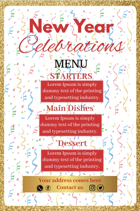 New year lunch/dinner, New year's Template | PosterMyWall