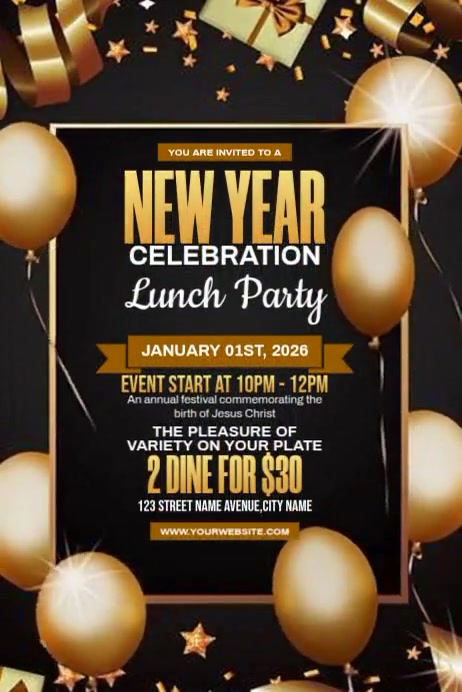 Plantilla de New Year Lunch Party | PosterMyWall