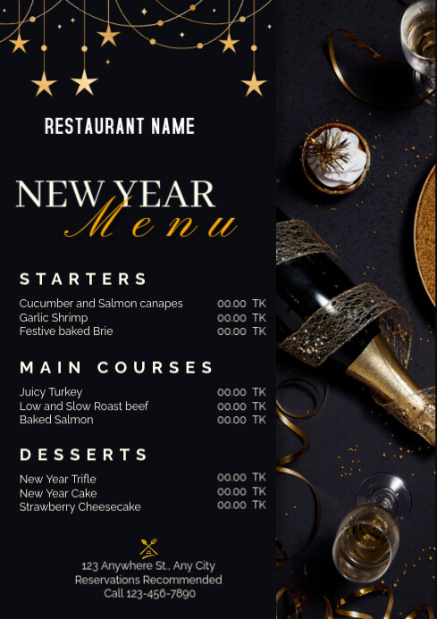New Year Menu Card Template | PosterMyWall