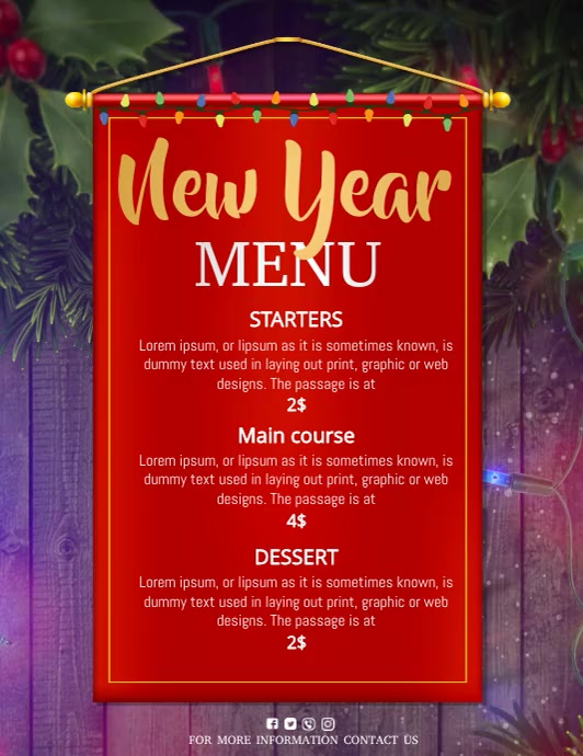 new year menu card Template | PosterMyWall