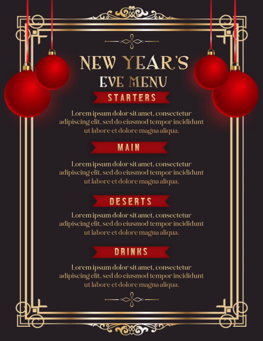 New Year Menu Template | PosterMyWall