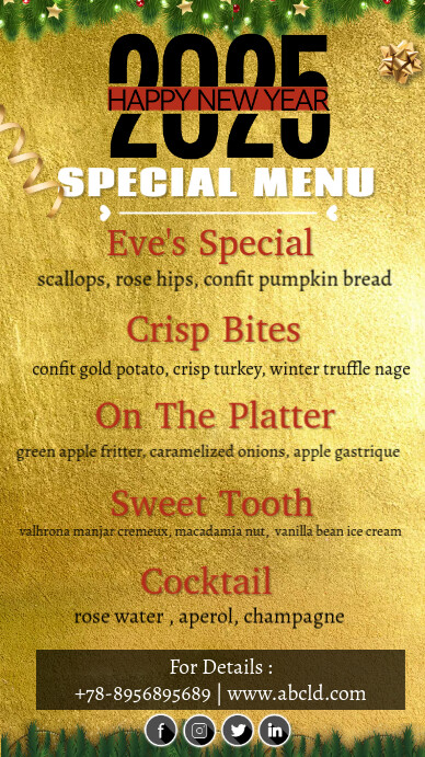 NEW YEAR MENU Template | PosterMyWall