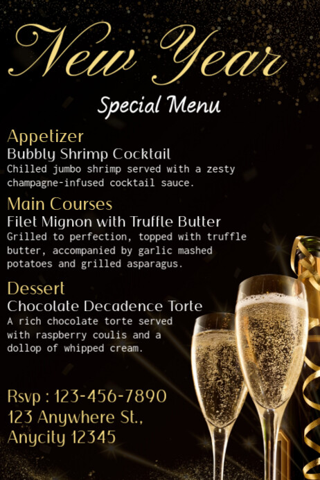 New Year Menu Template | PosterMyWall